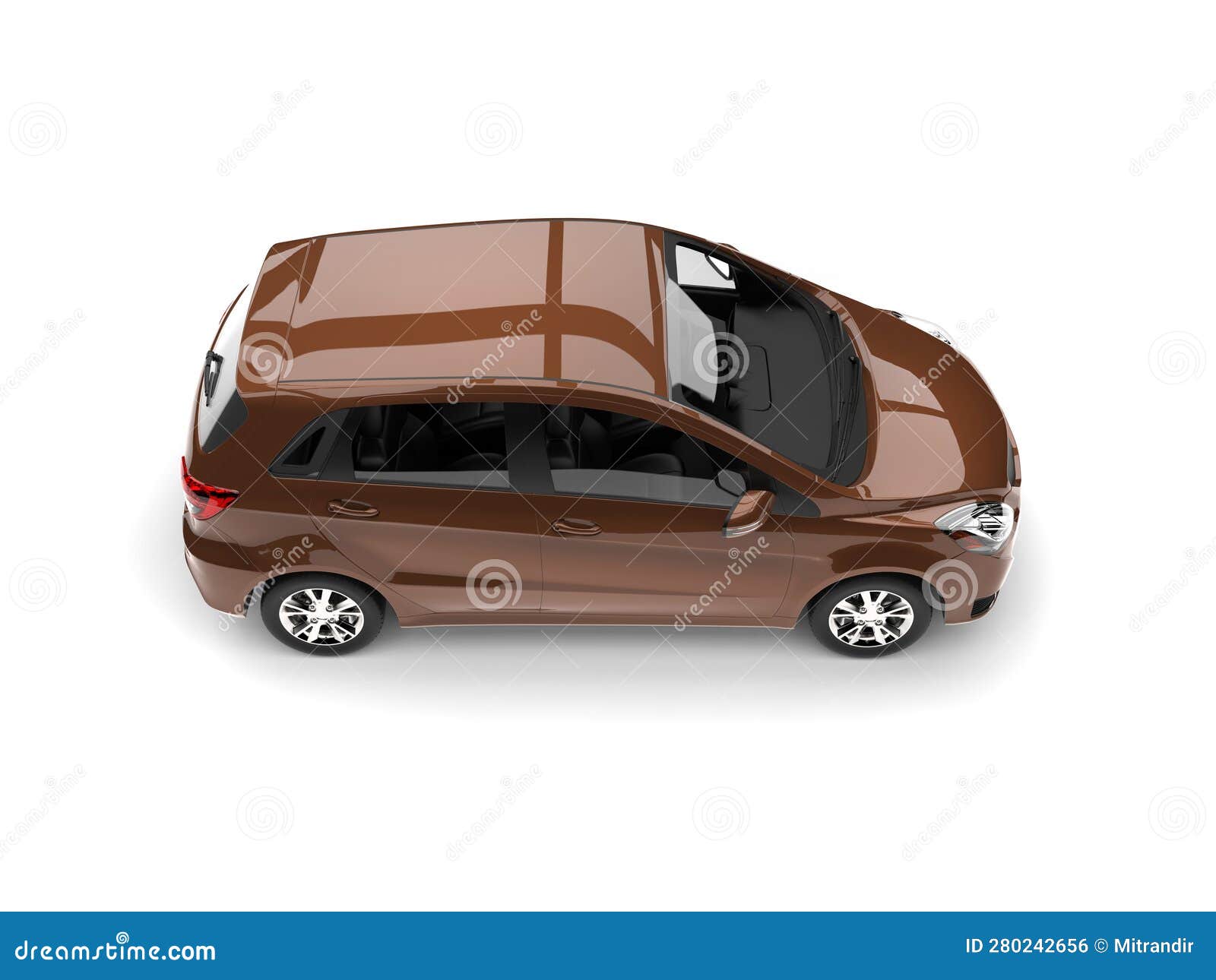 Light Brown Modern Small Compact Car - Top Down View Stock Illustration ...