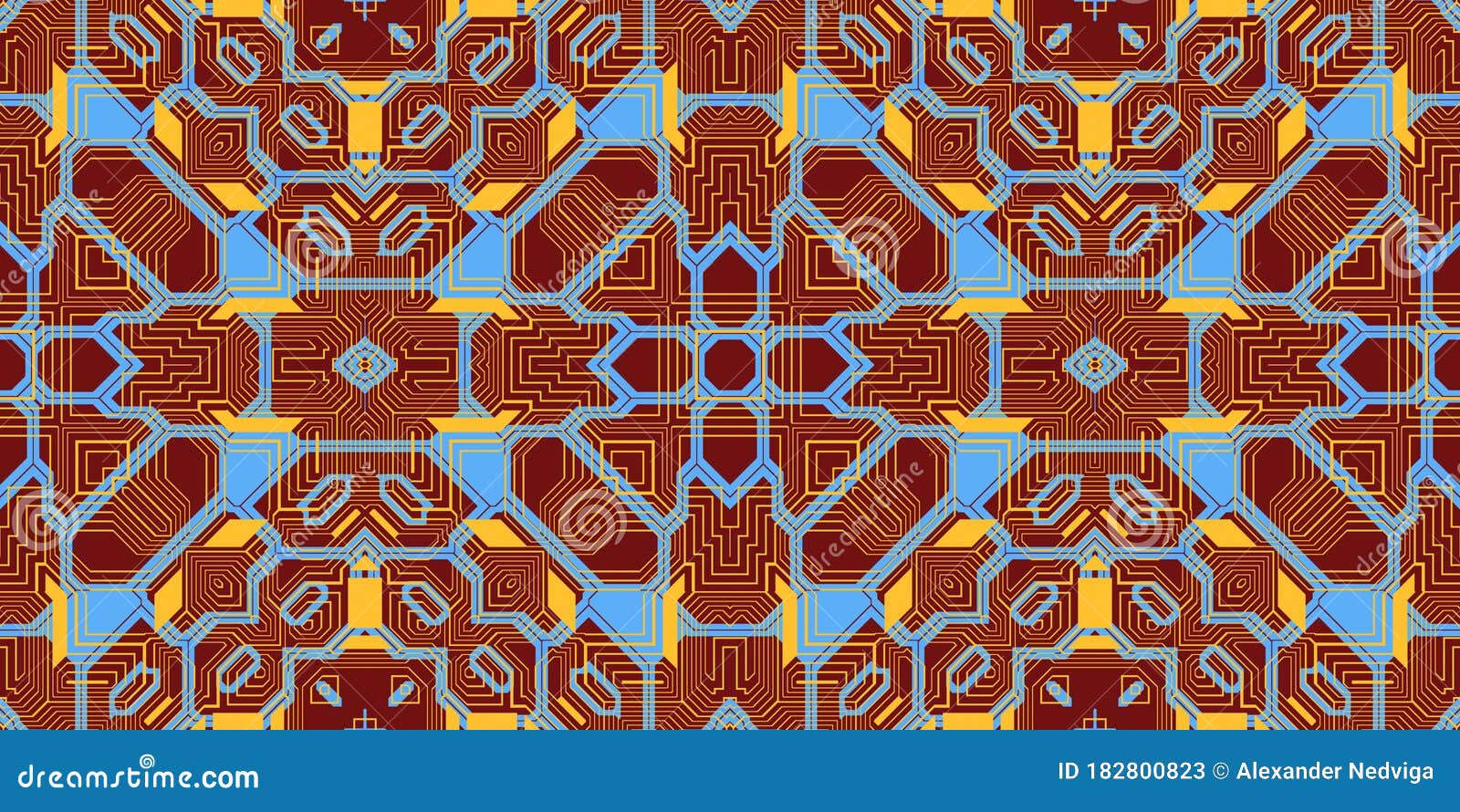 Light Brown Sky Blue Seamless Techno Lines Stock Illustration ...