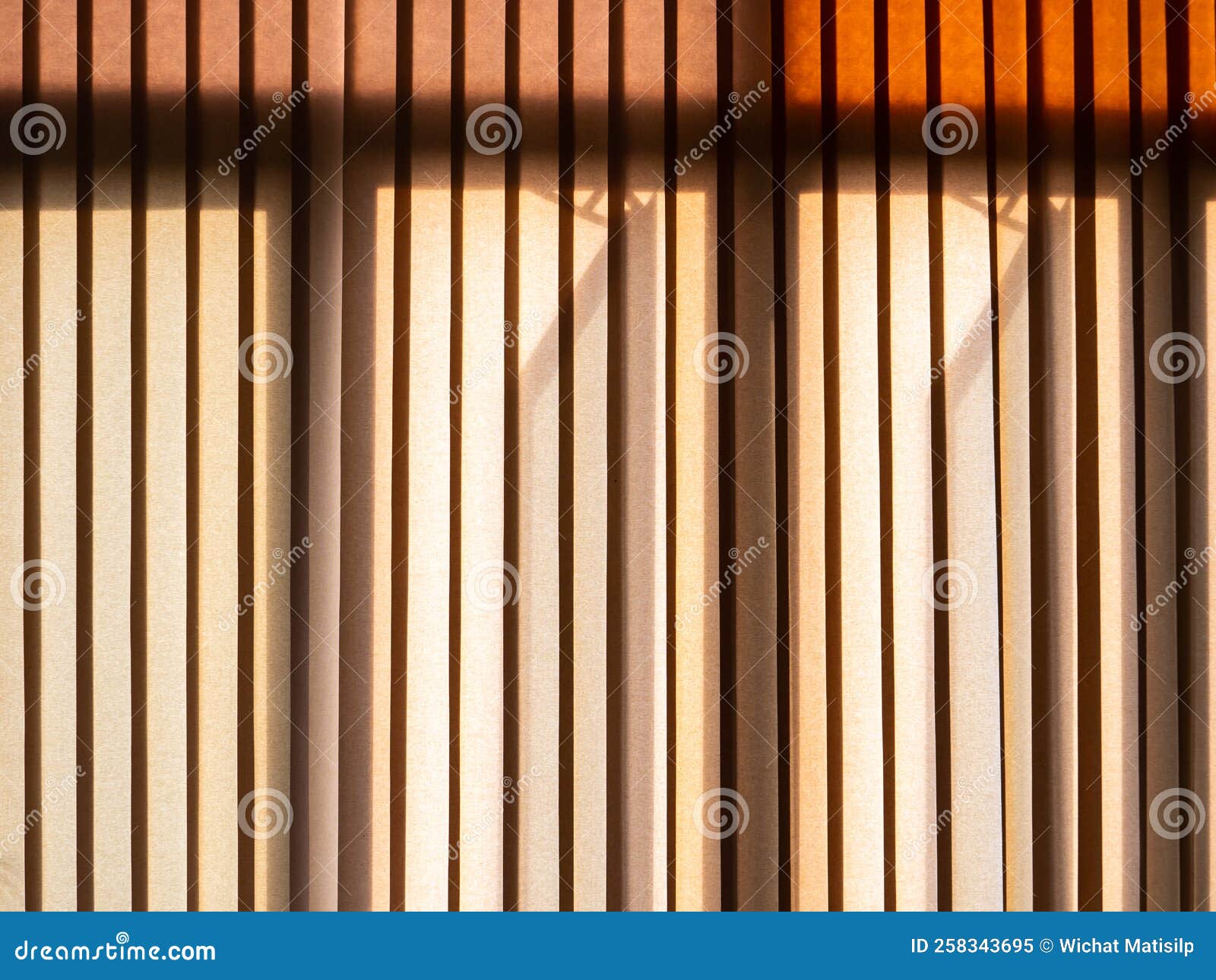Light Brown Vertical Curtain with Windows Shadow Stock Image - Image of ...