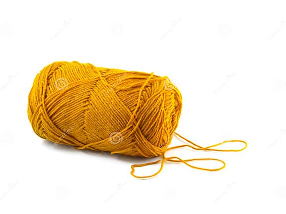 Light Brown Yarn Ball on White Stock Photo - Image of crochet, handmade ...