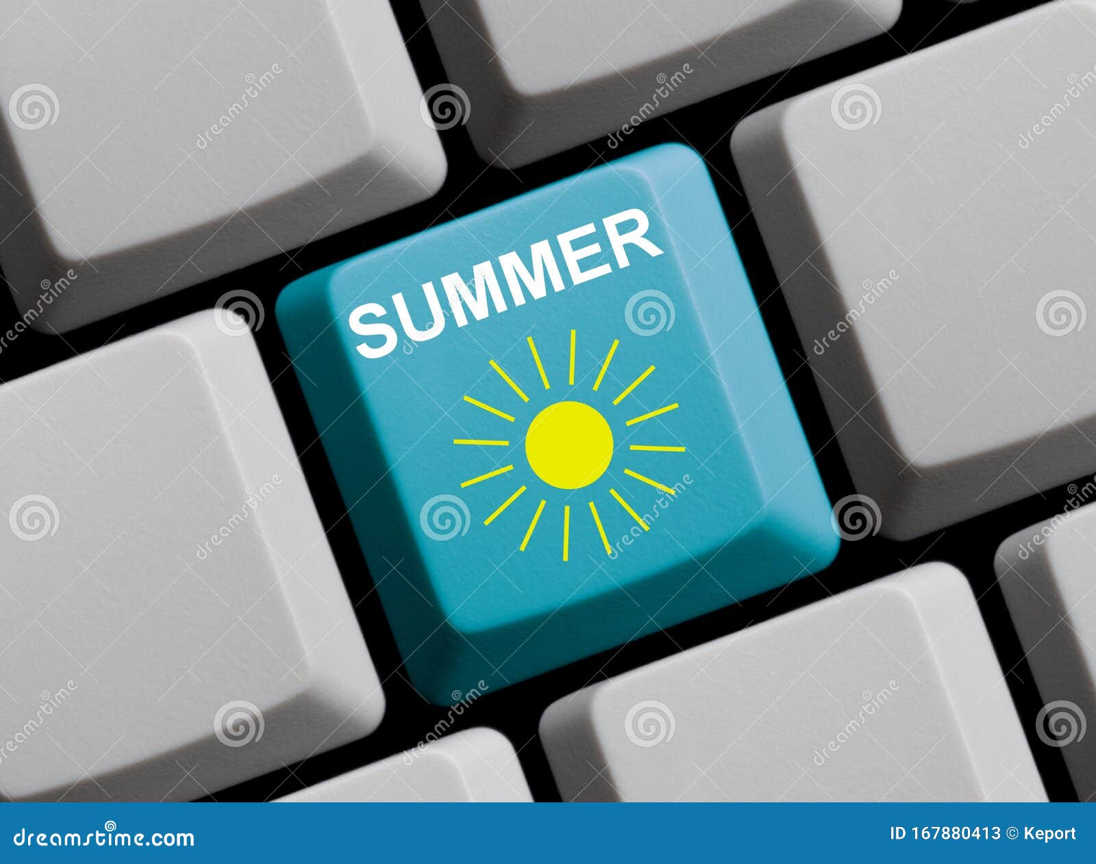 Light Bue Computer Keyboard Showing Summer Stock Illustration ...