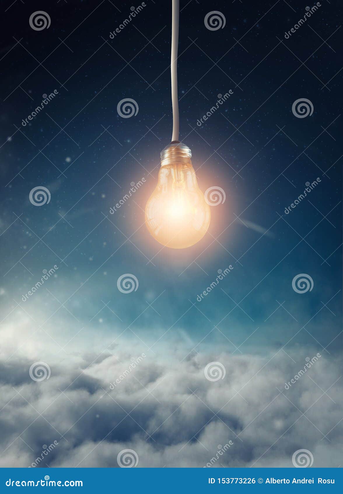 Light bulb above sky stock photo. Image of light, nature - 153773226