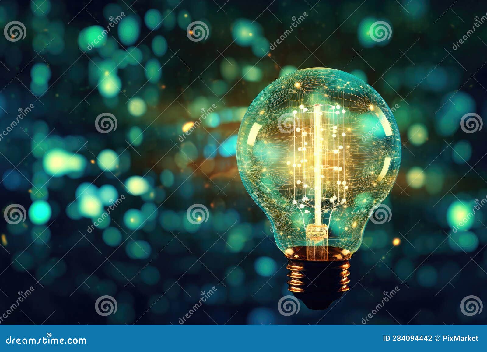 Light Bulb on Abstract Dark Digital Background, Generative AI Stock ...