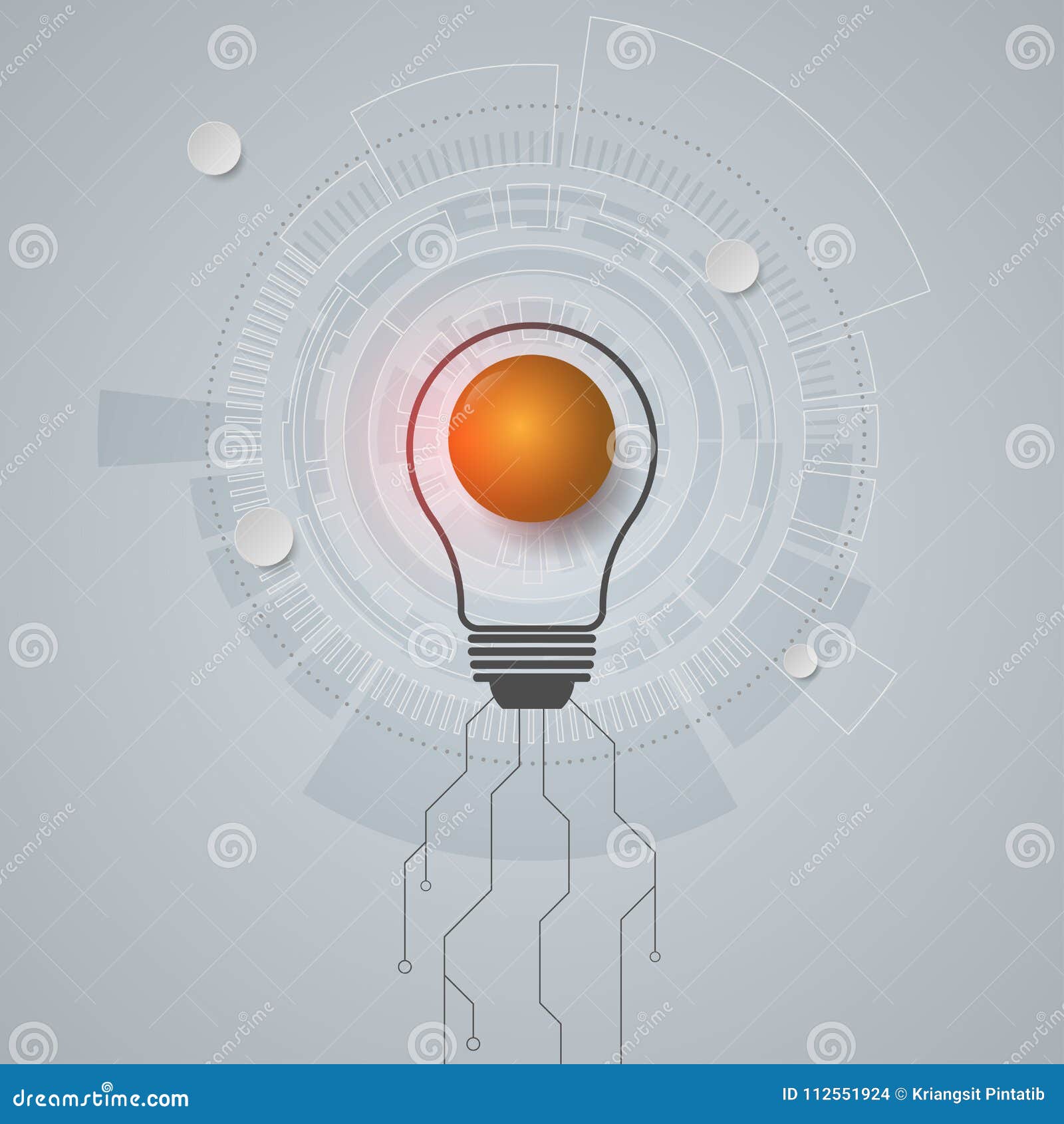 Light Bulb and Abstract Modern Technology Working Together, Idea ...
