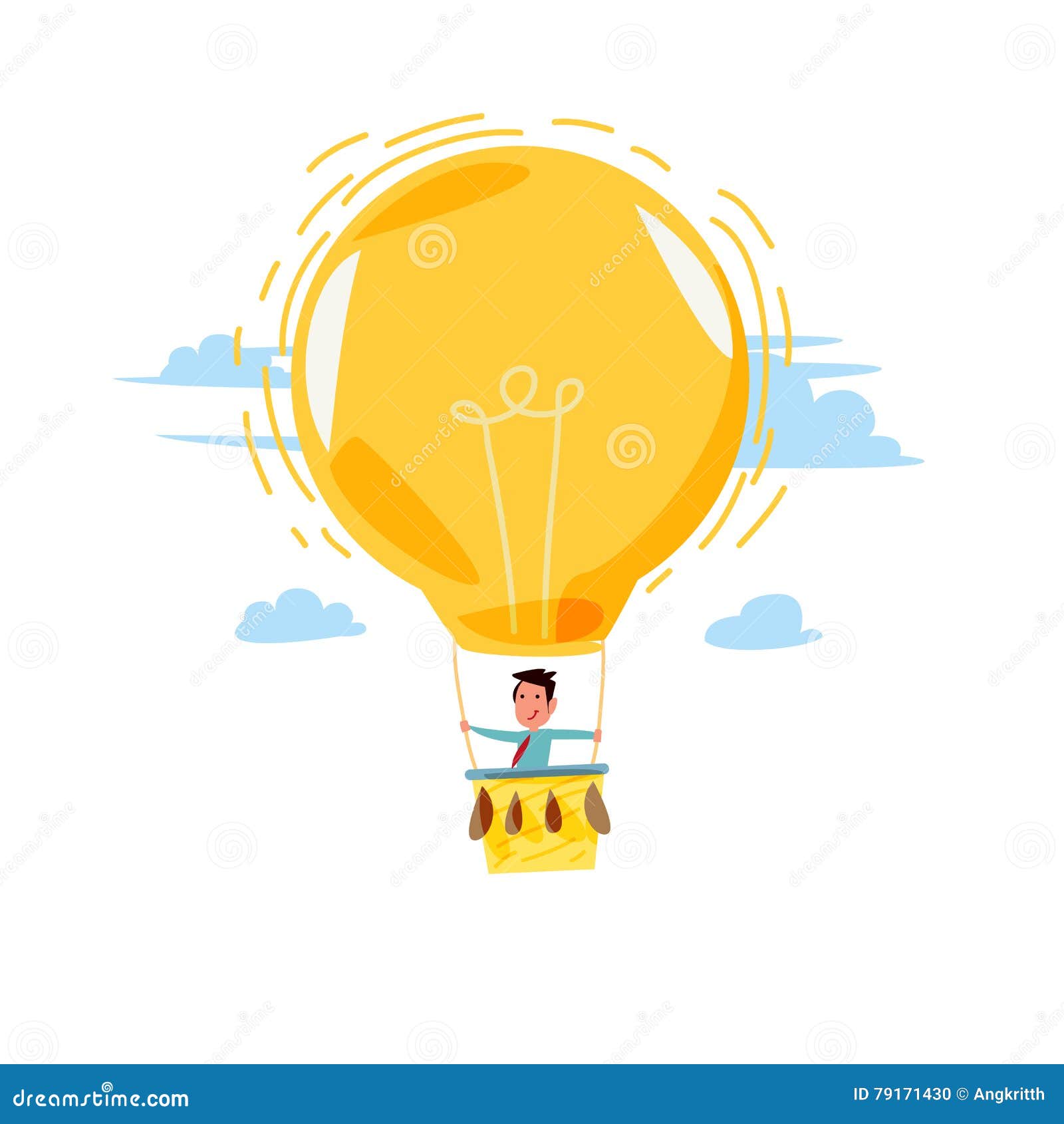 Light Bulb Air Balloon. Idea Concept - Stock Illustration ...