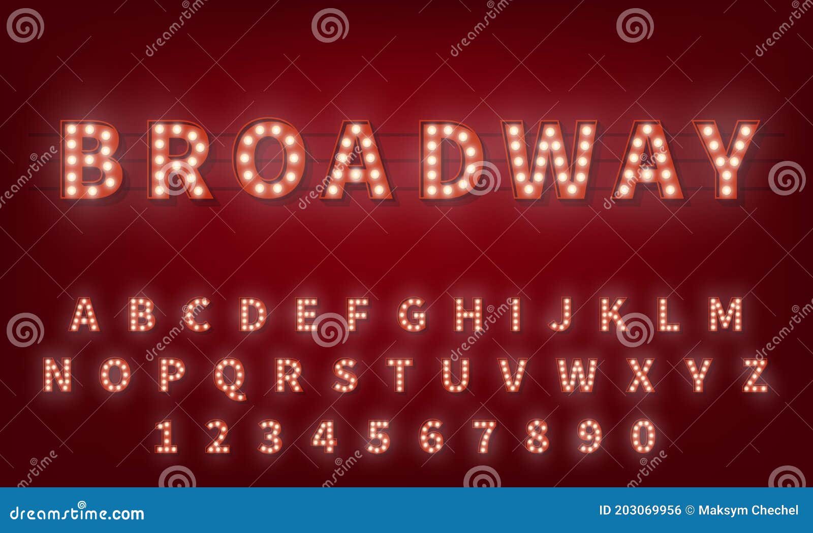 Light Bulb Alphabet. Broadway Style 3d Retro Typography Typeface Stock ...