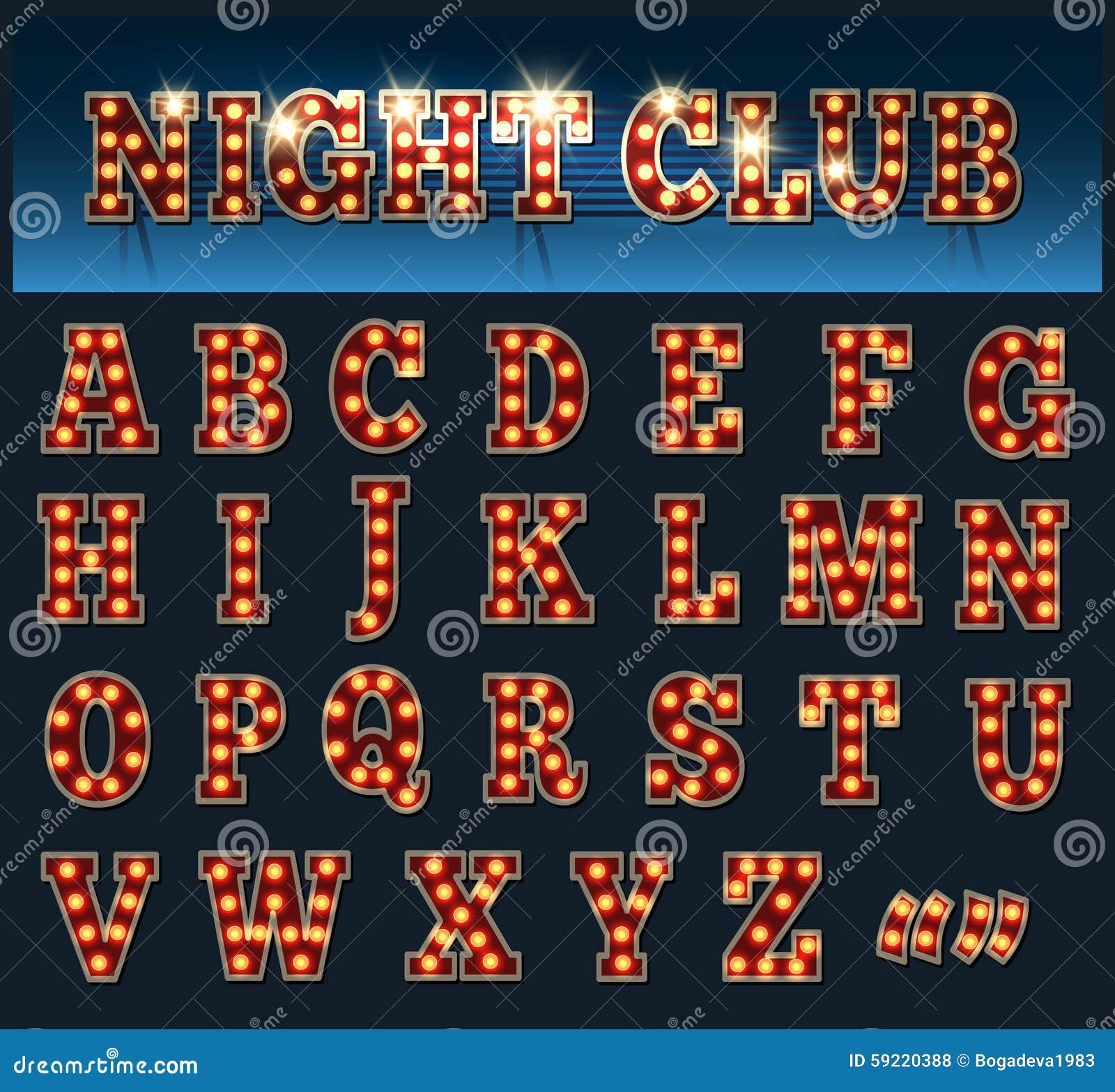 Marquee Alphabet Font Letters In Broadway Billboard Sign Style Vector ...