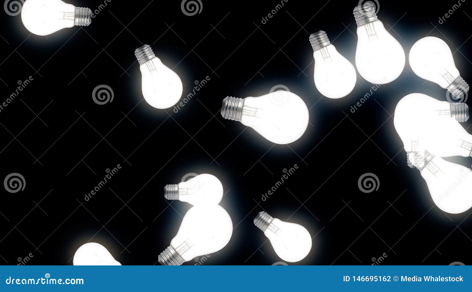 Light Bulb Animation Background. Light Bulbs on Black Background Stock ...