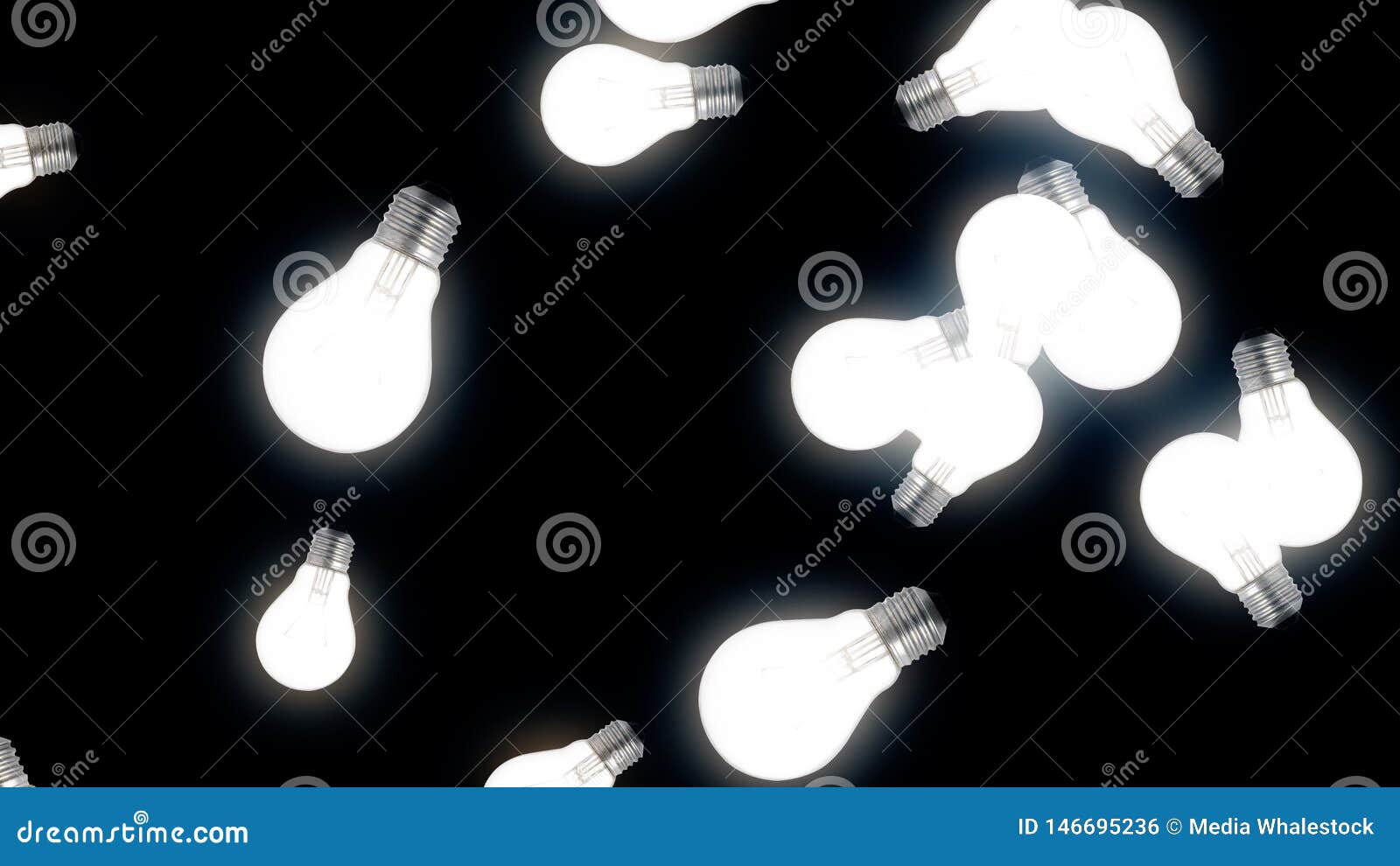 Light Bulb Animation Background. Light Bulbs on Black Background Stock ...