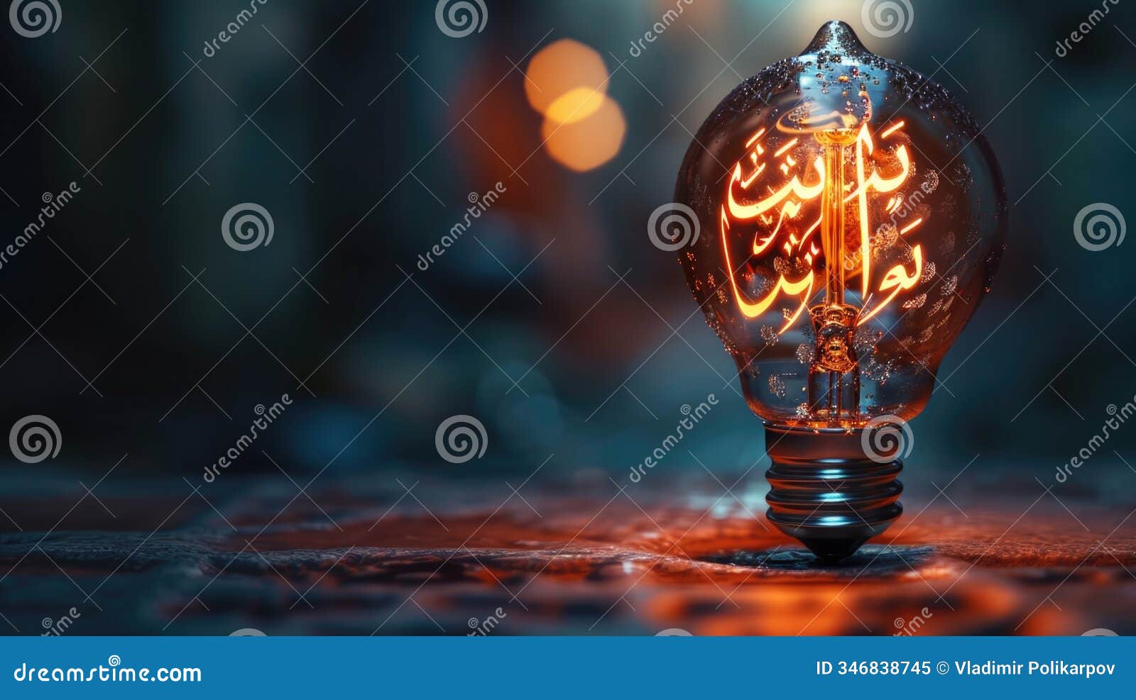 A Light Bulb with Arabic Text and Script Stock Image - Image of ...