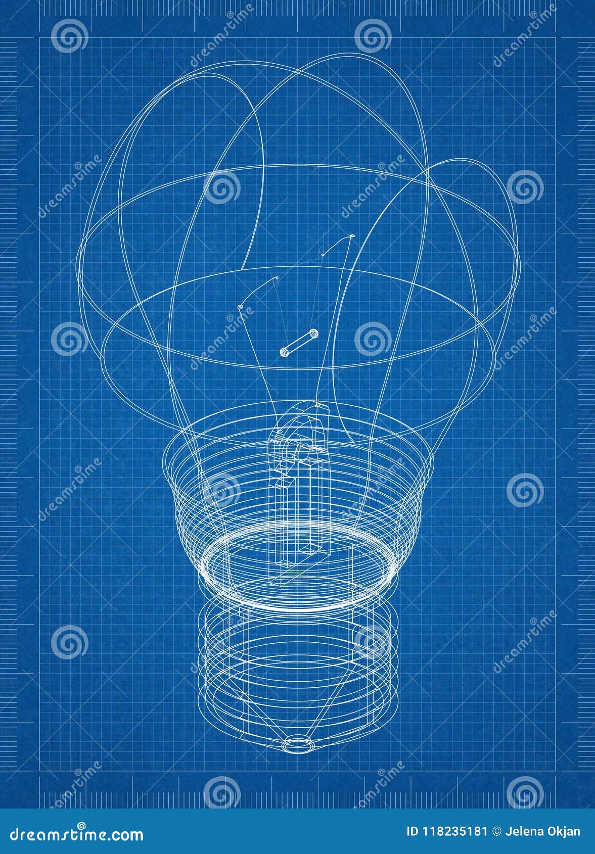 Light Bulb Architect Blueprint Stock Illustration - Illustration of ...