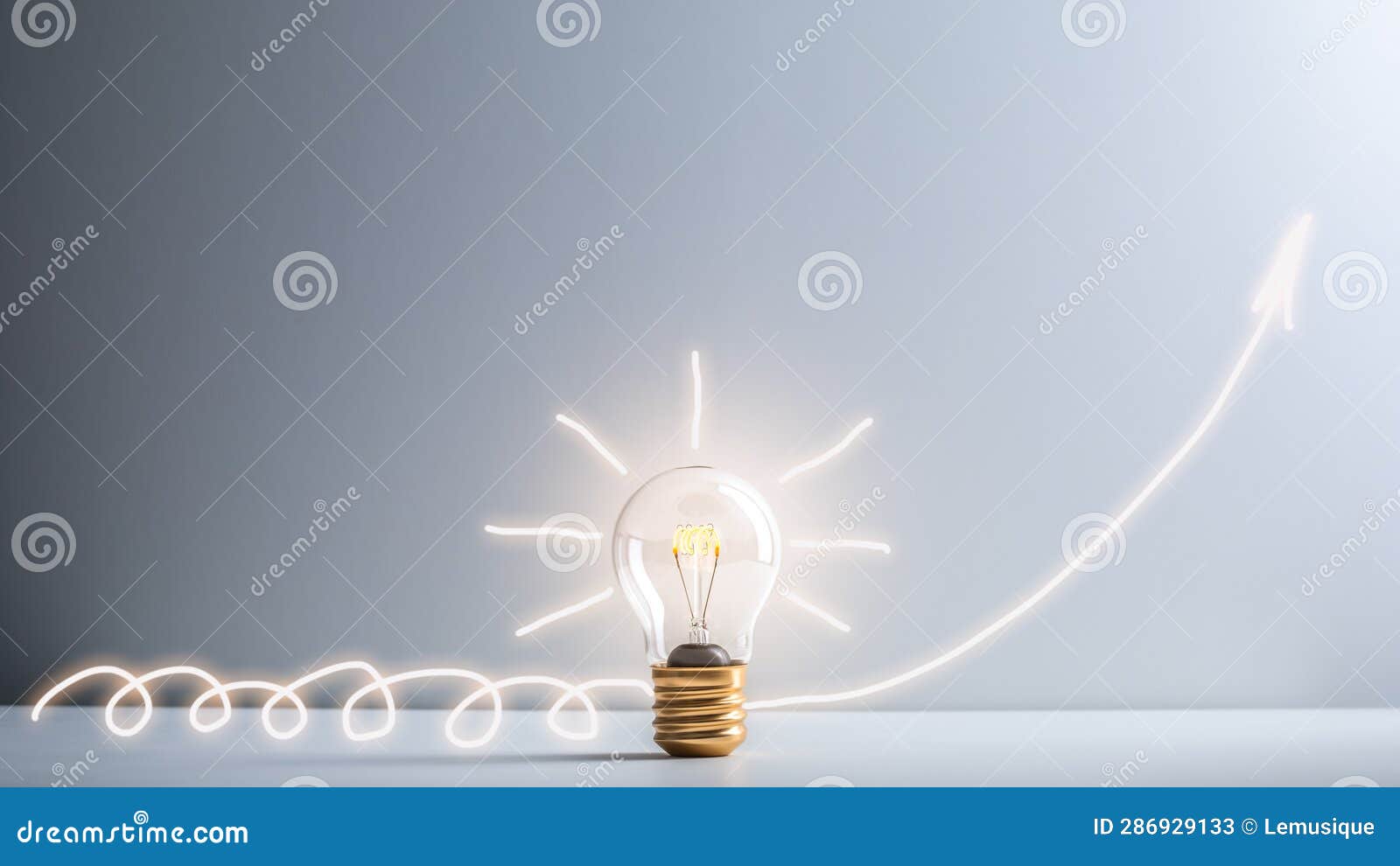 Light Bulb with Arrow Moving Up. Concept of Growth after Successful ...