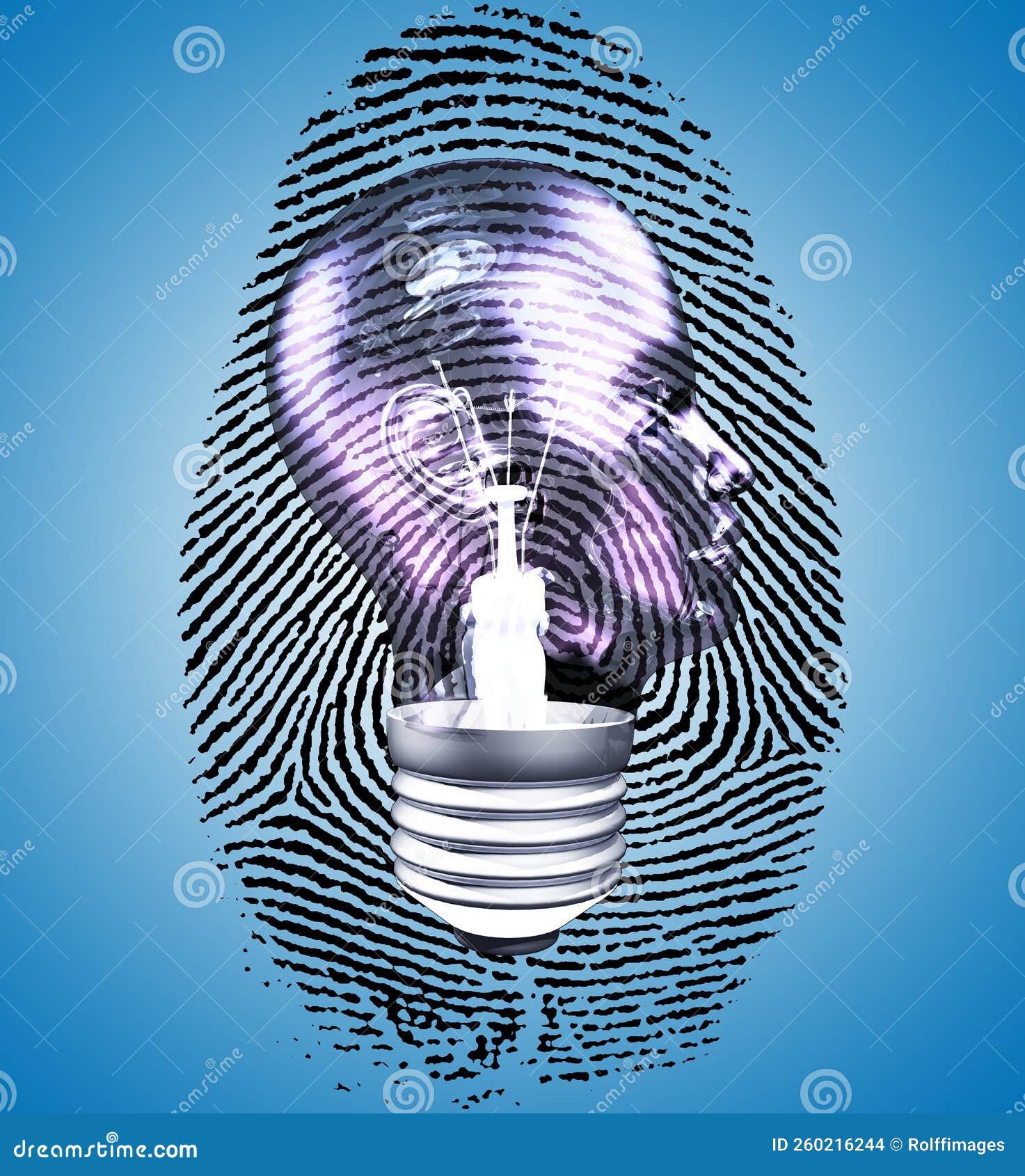 Light Bulb As a Head and Fingerprint Stock Illustration - Illustration ... Light Bulb As a Head and Fingerprint Stock Illustration - Illustration ...