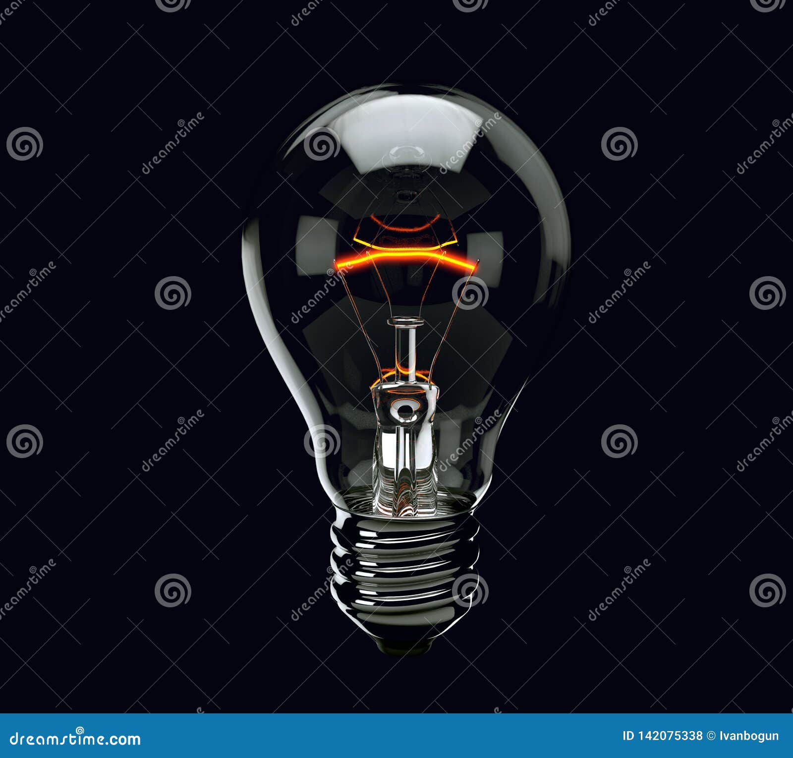 Light Bulb on Black Background. Stock Illustration - Illustration of ...