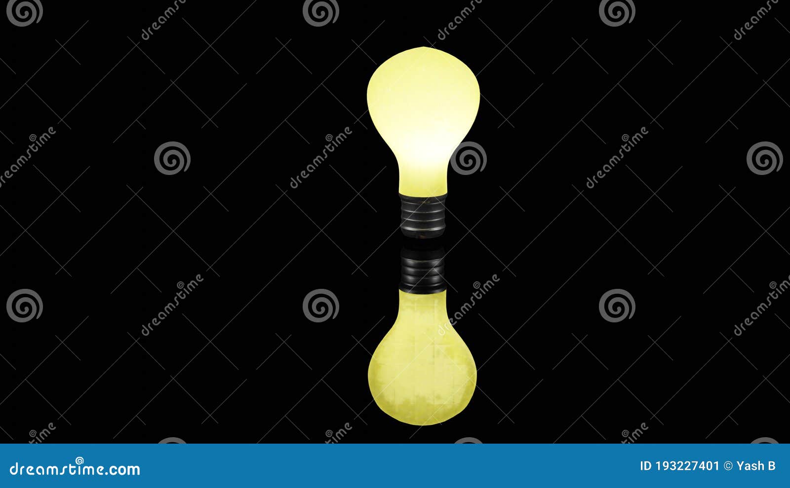 A Glowing Light Bulb Reflection on Black Background Stock Illustration ...