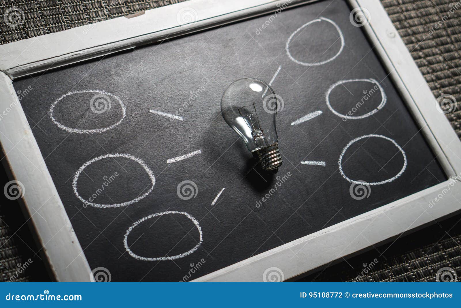 Light Bulb On Blackboard Picture. Image: 95108772