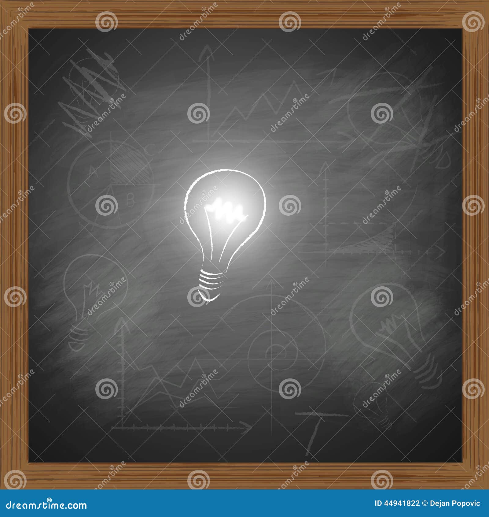 Light bulb on blackboard stock illustration. Illustration of bulb ...