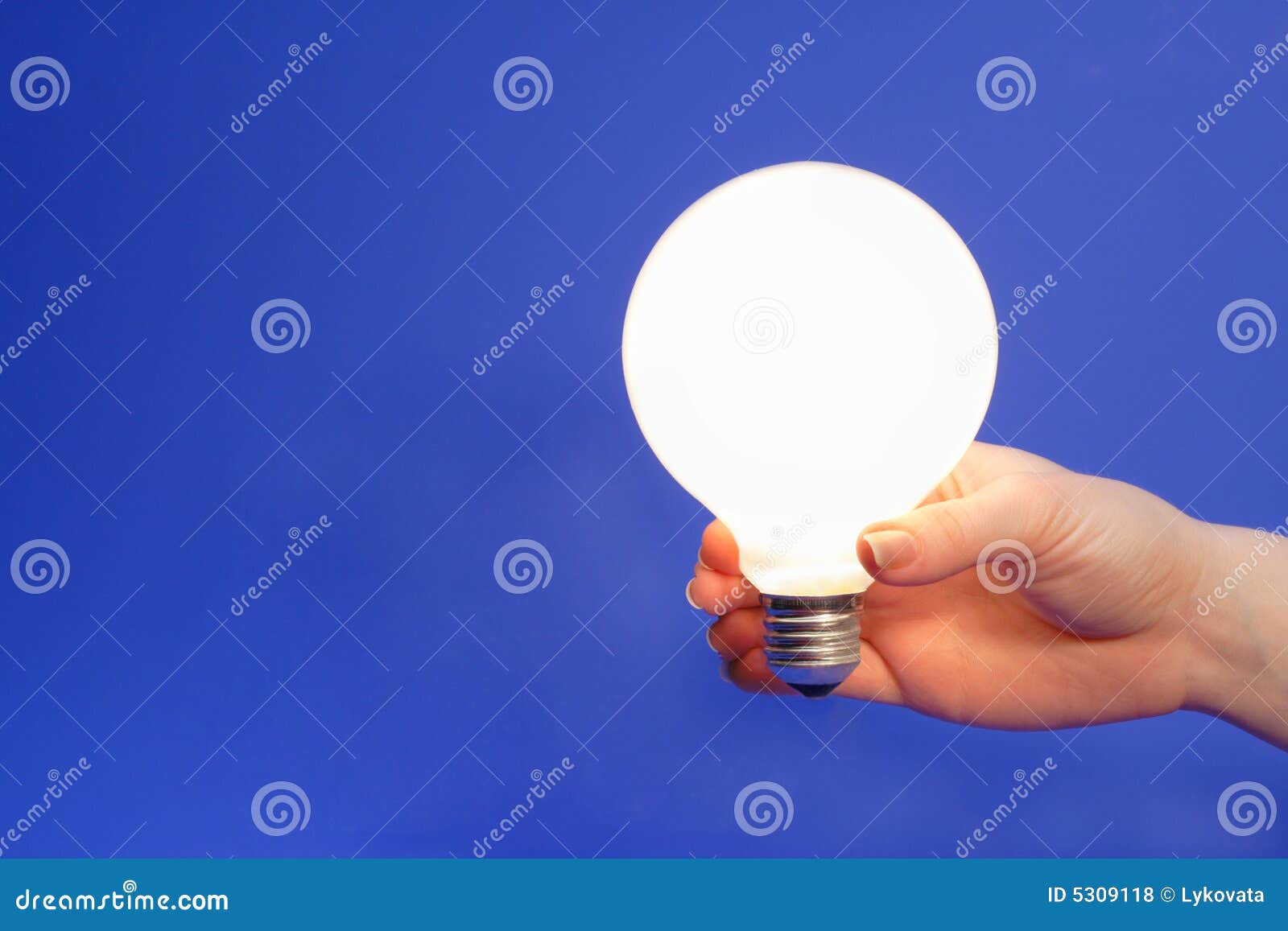 Light Bulb On A Blue Picture. Image: 5309118