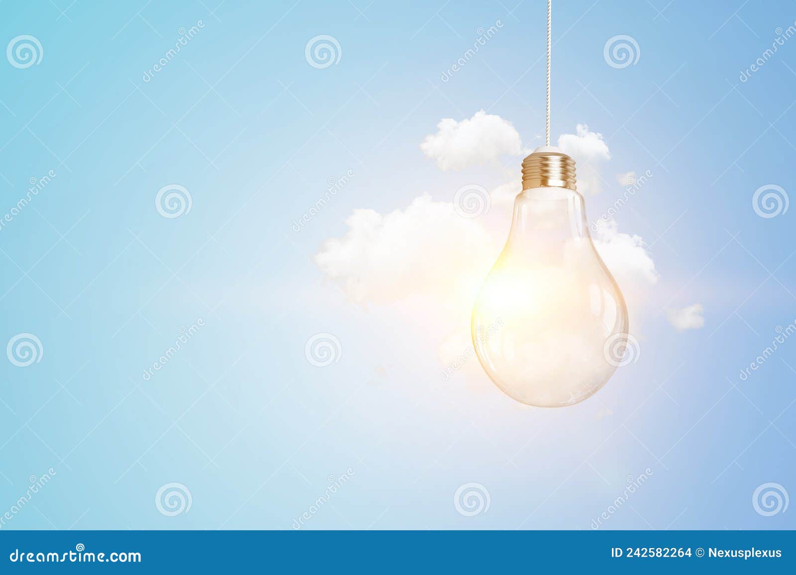Light Bulb on Light Blue Background Stock Photo - Image of discovery ...
