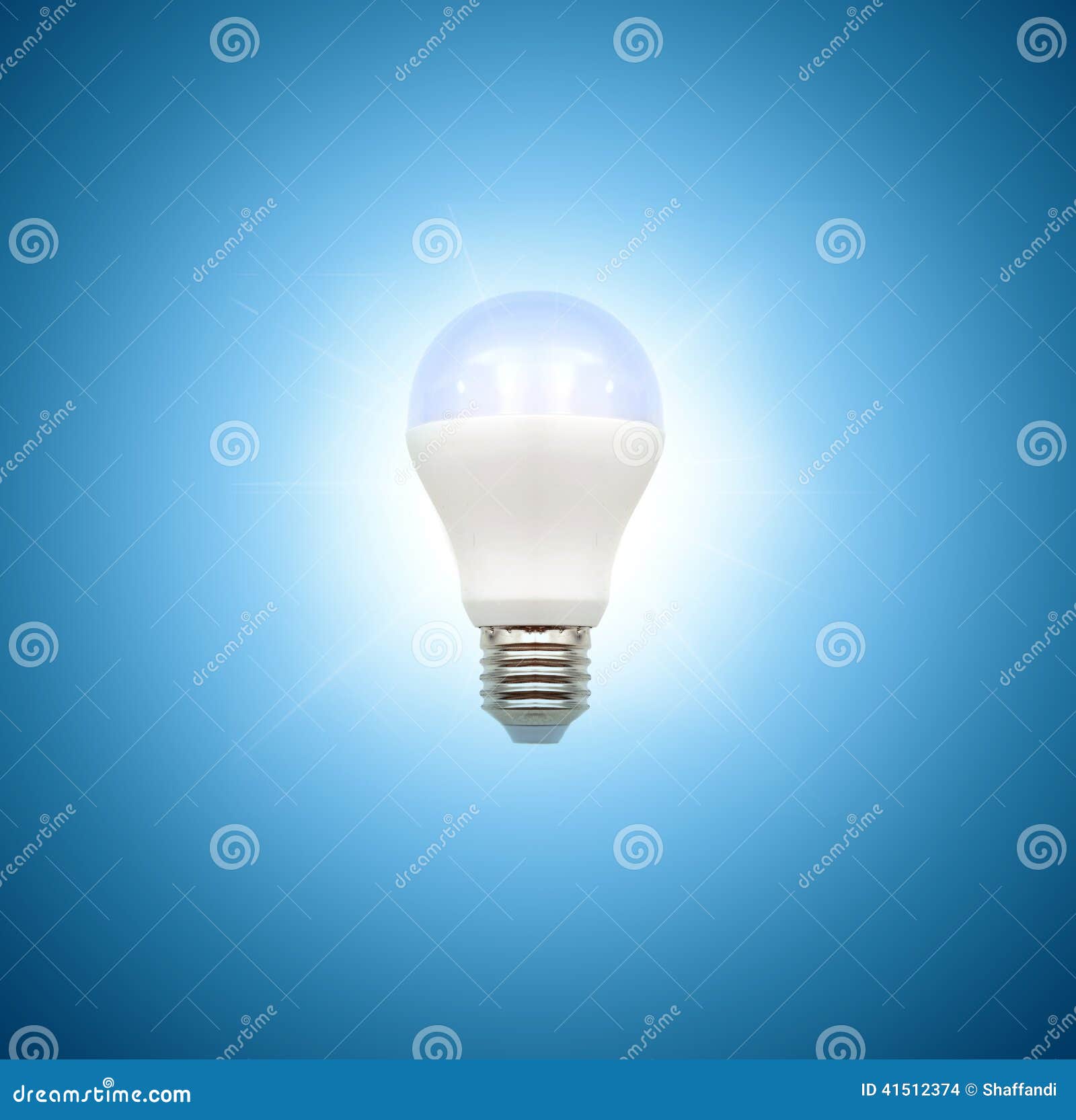 Light Bulb on Blue Background Stock Photo - Image of glow, equipment ...