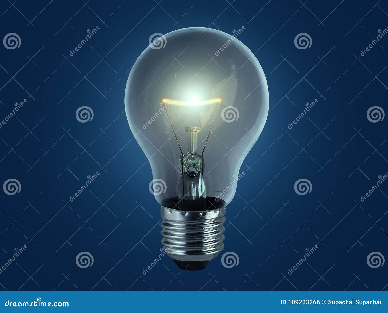 Light Bulb on Blue Background Stock Photo - Image of electric, lamp ...