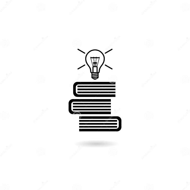 Light Bulb and Book Icon with Shadow Stock Illustration - Illustration ...