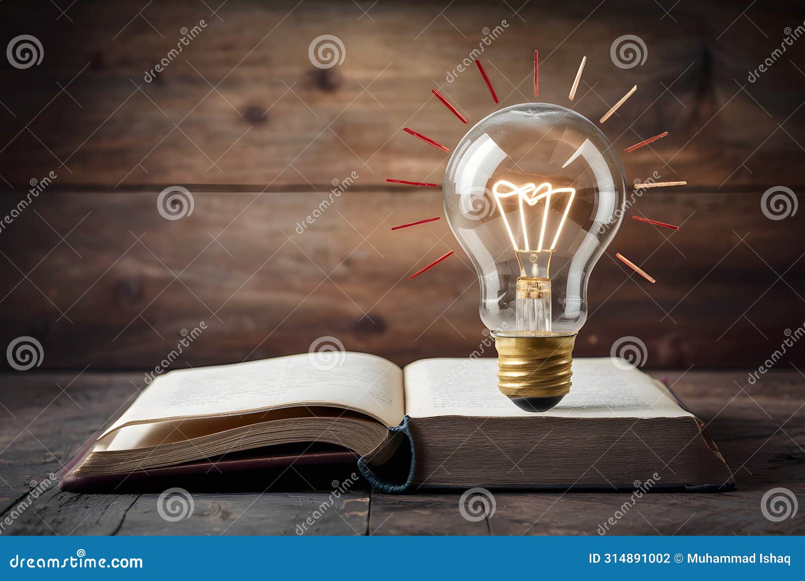 Light Bulb on Book with Vintage Background, Representing Thinking ...
