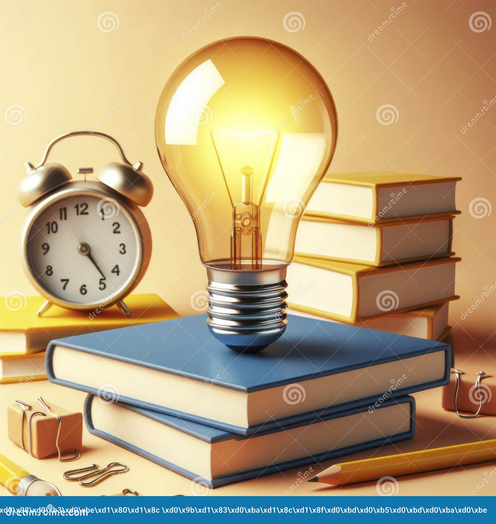 Light Bulb and Books on Color Background, 3d Style. Ai Generative Stock ...