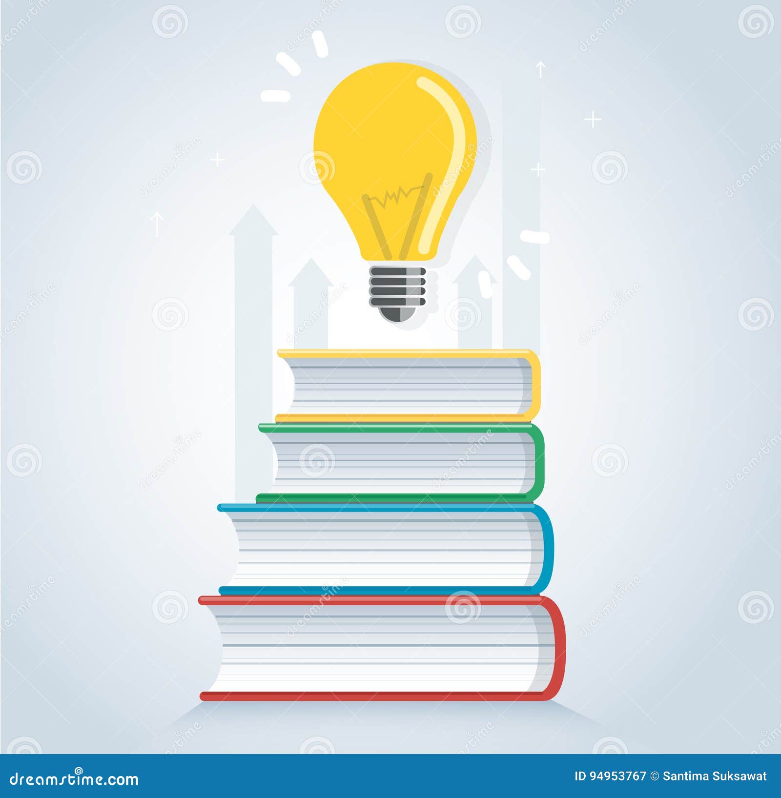 Light Bulb on Books Icon. Education Concepts, Vector Illustration ...