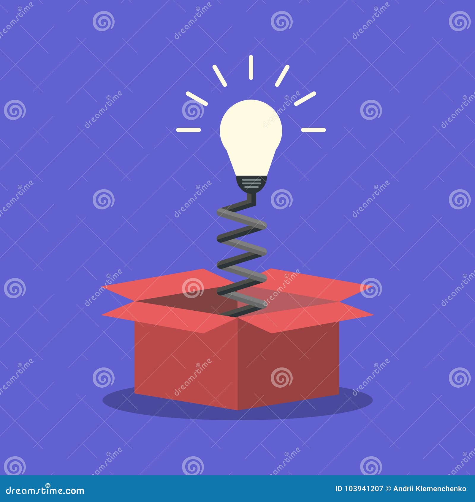 A Light Bulb from Box. Concept of the Idea. Vector Illustration. Stock ...