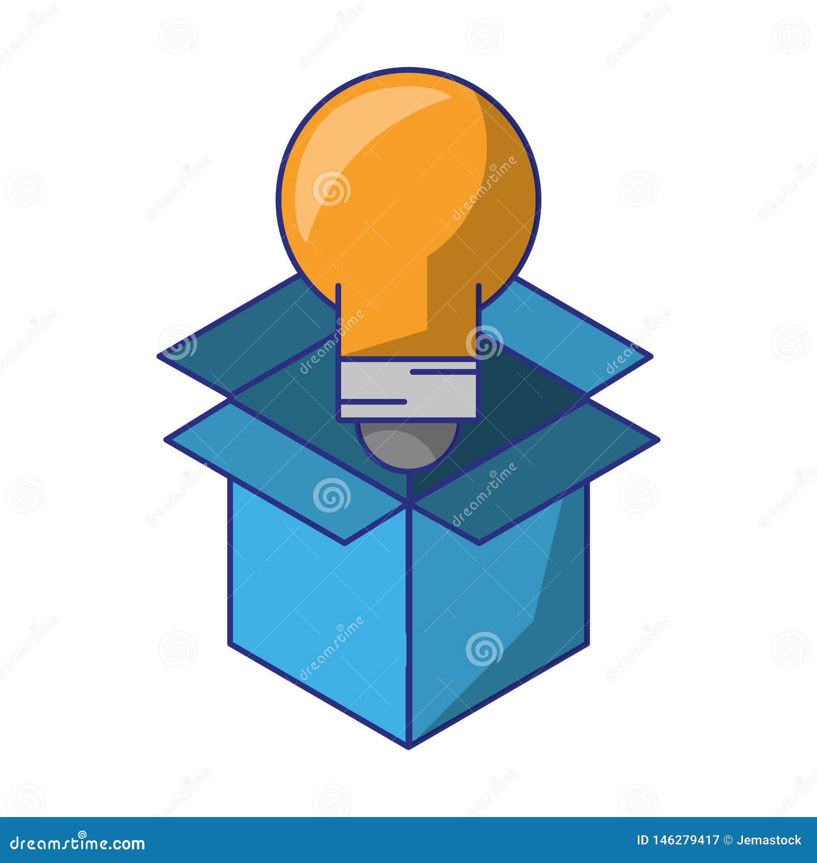 Light bulb with box stock vector. Illustration of lamp - 146279417