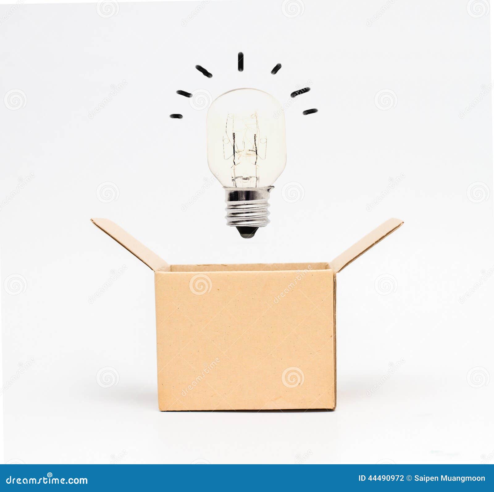 Light bulb in box stock photo. Image of drawing, achieve - 44490972