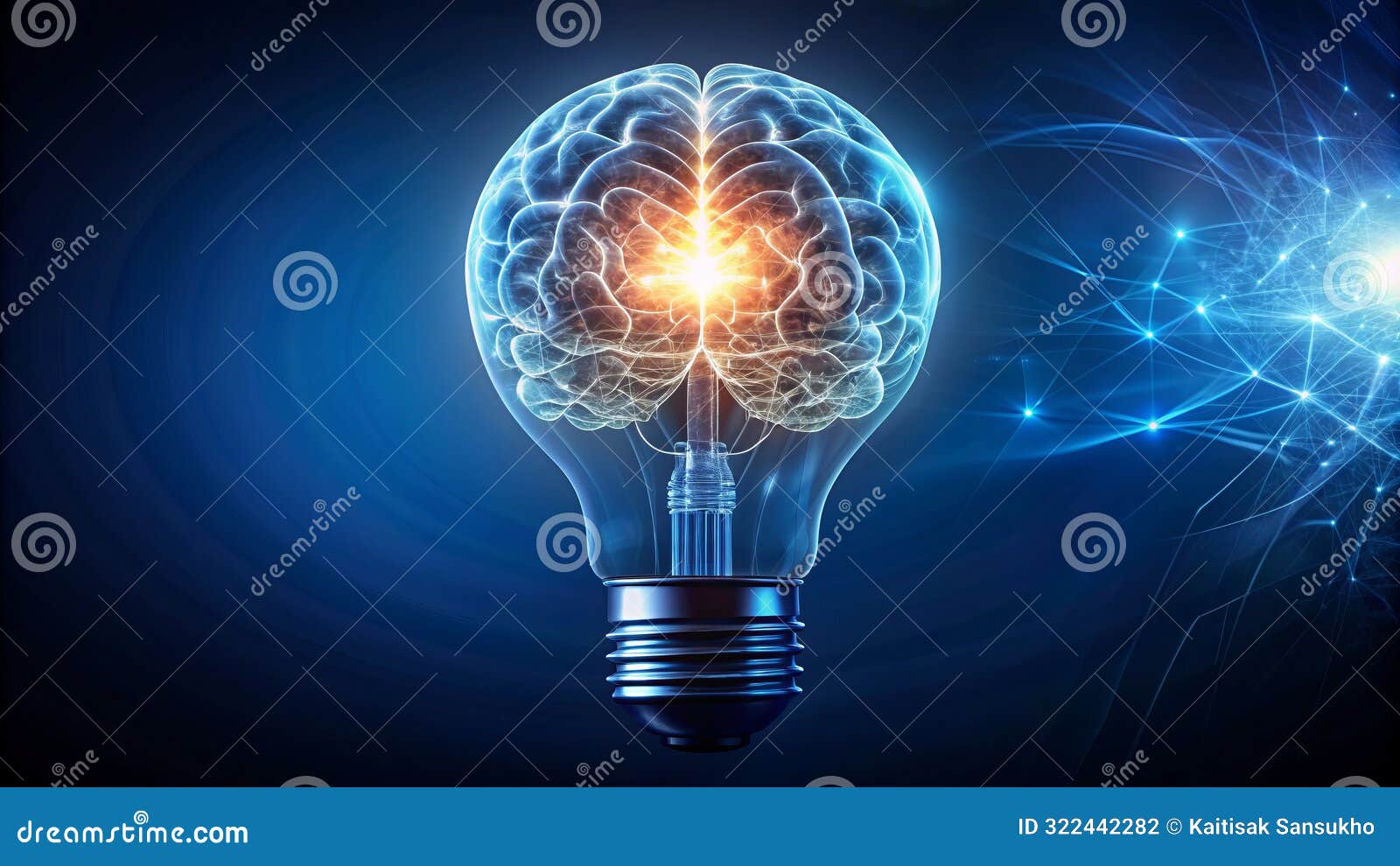 Light Bulb with Brain. Concept of Idea, Innovation, Creativity ...