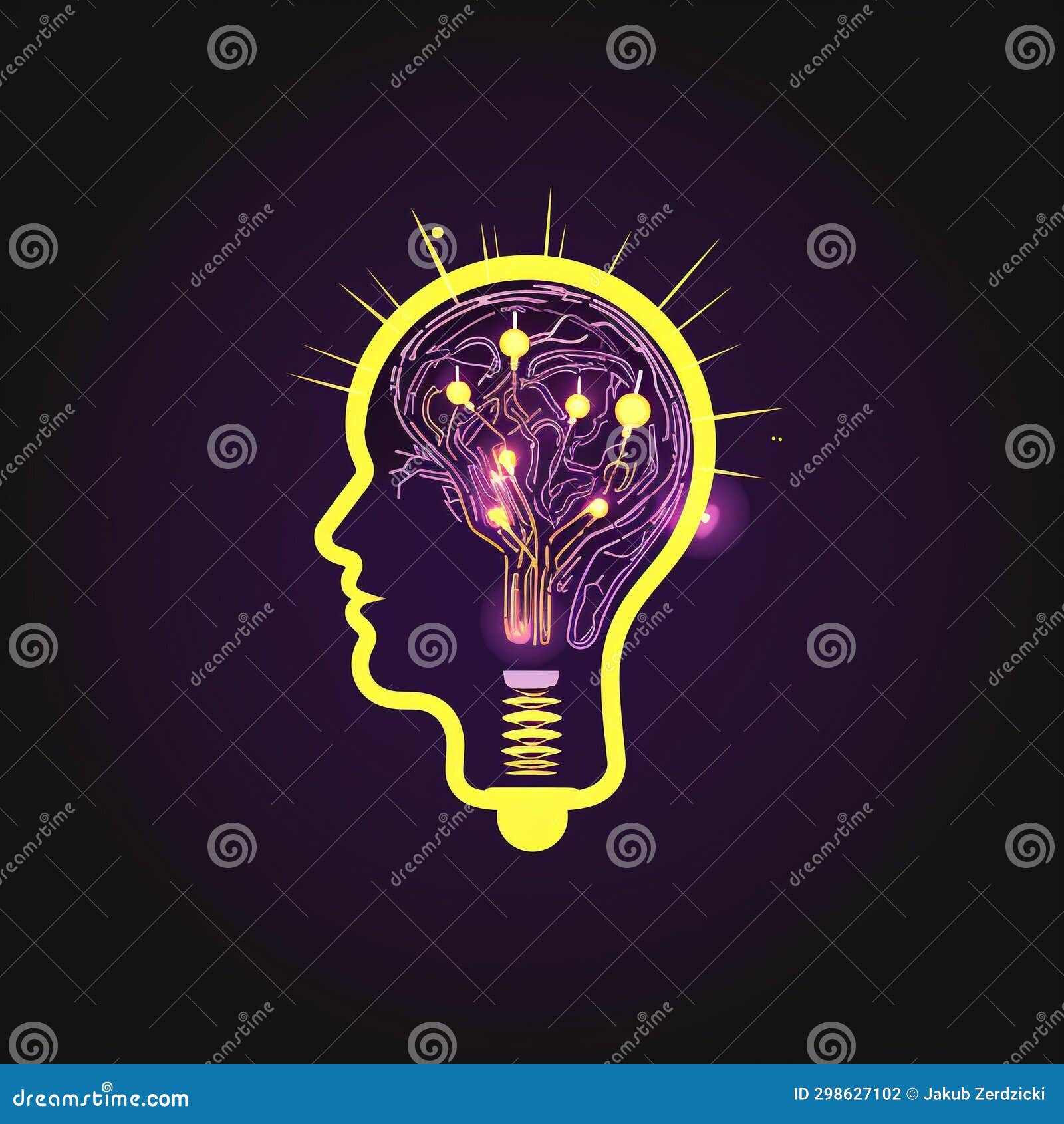 Light Bulb Brain Head. Ideas and Advice, Knowledge Base. Generative AI ...