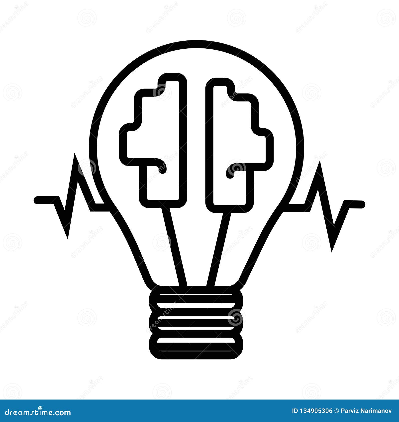 Light bulb brain icon stock illustration. Illustration of light - 134905306
