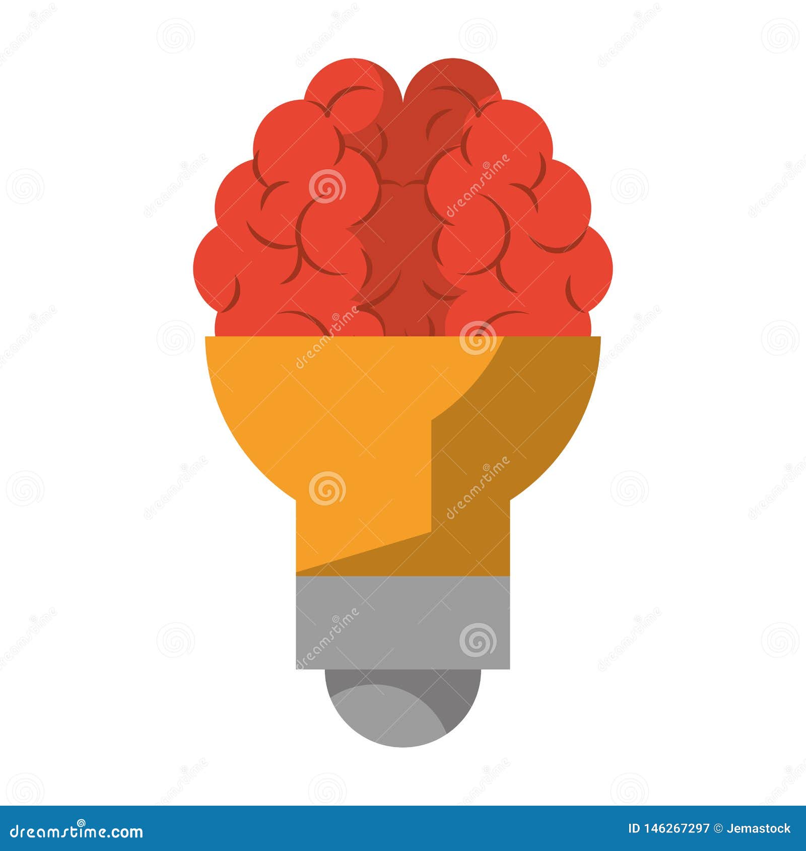 Light bulb and brain stock vector. Illustration of innovation - 146267297
