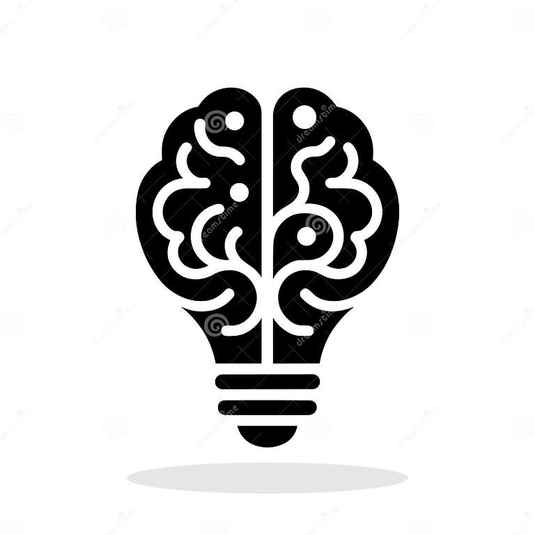 Light Bulb and Brain Icon. Creativity Symbol Stock Illustration ...
