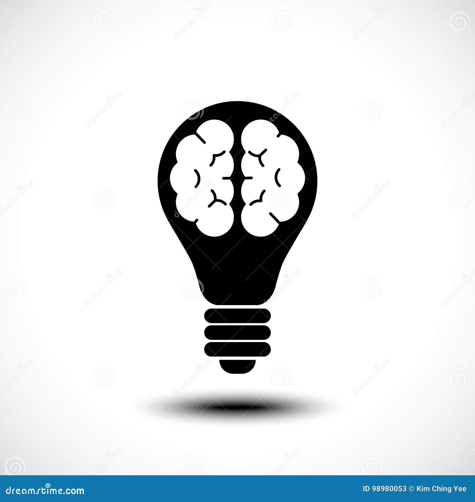 Light bulb brain icon stock vector. Illustration of electricity - 98980053