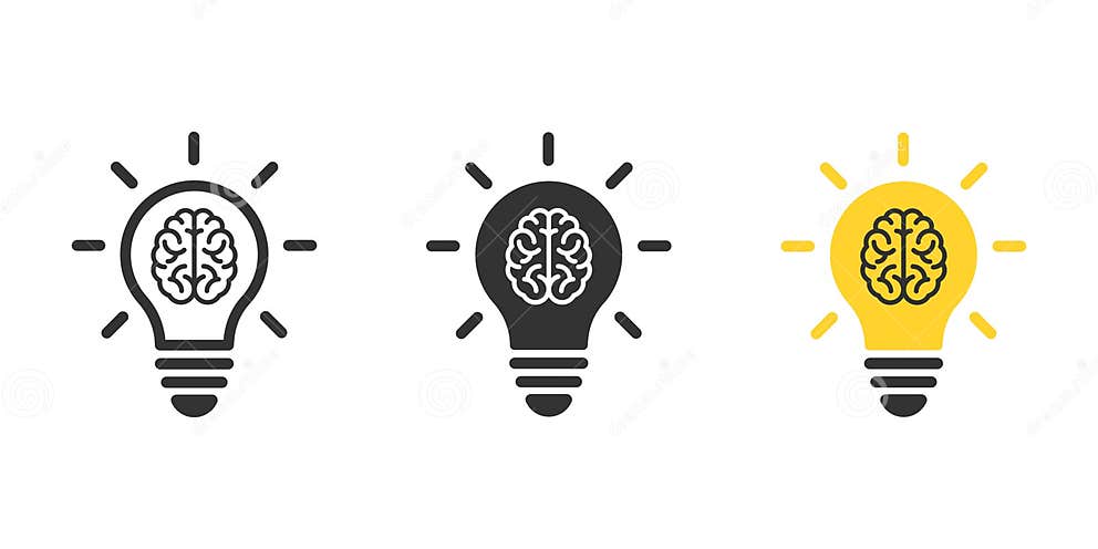 Light Bulb and Brain Icon. Light Bulb with Brain Icon Vector ...
