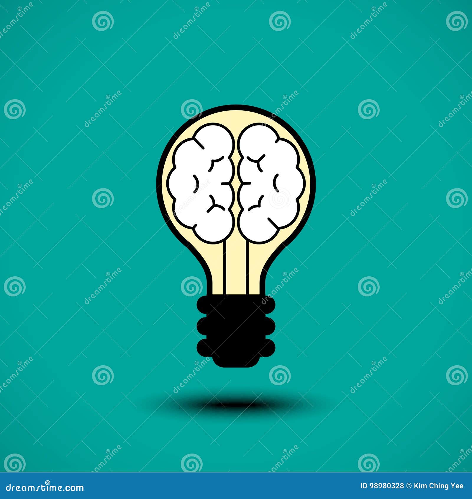 Light bulb brain icon stock vector. Illustration of innovation - 98980328