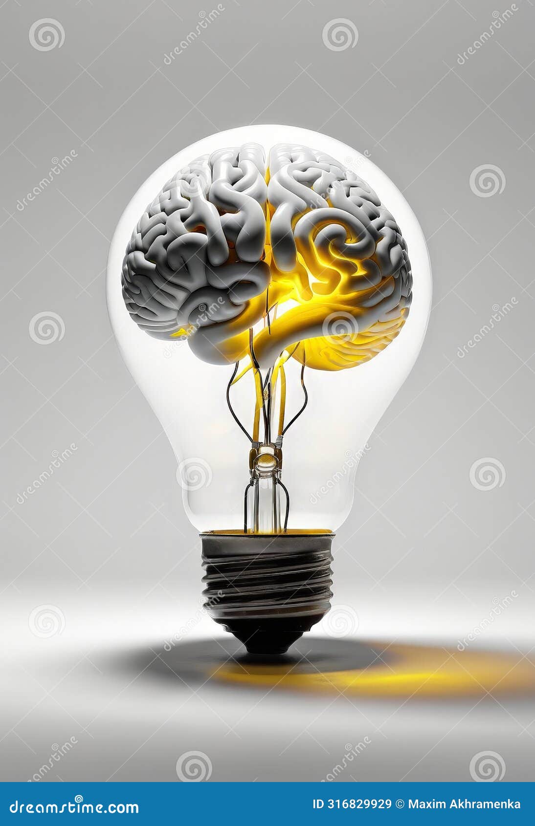 Light Bulb with Brain and Ideas, Brainstorming, Brain Memory Panoramic ...