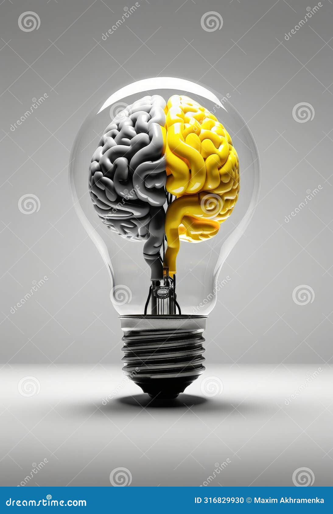 Light Bulb with Brain and Ideas, Brainstorming, Brain Memory Panoramic ...