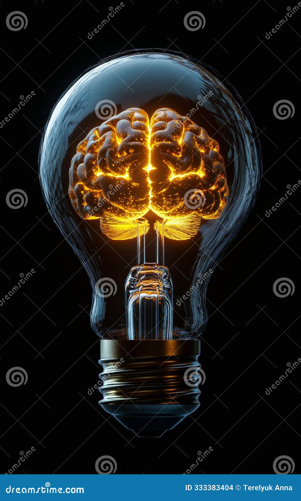 A Light Bulb with a Brain Inside of it Stock Photo - Image of ...