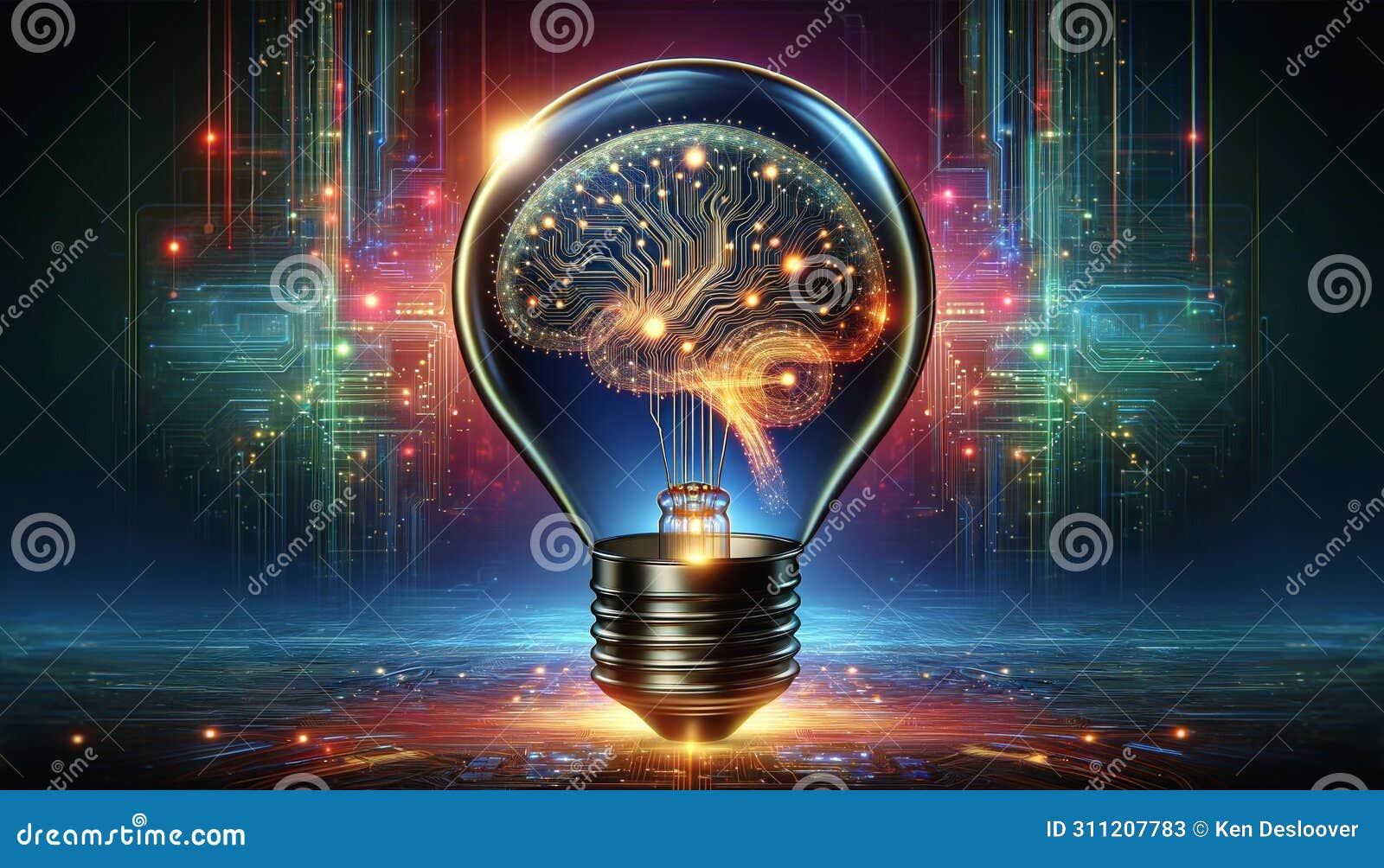 Light Bulb with Brain Inside. Concept of Intellectual Enlightenment ...