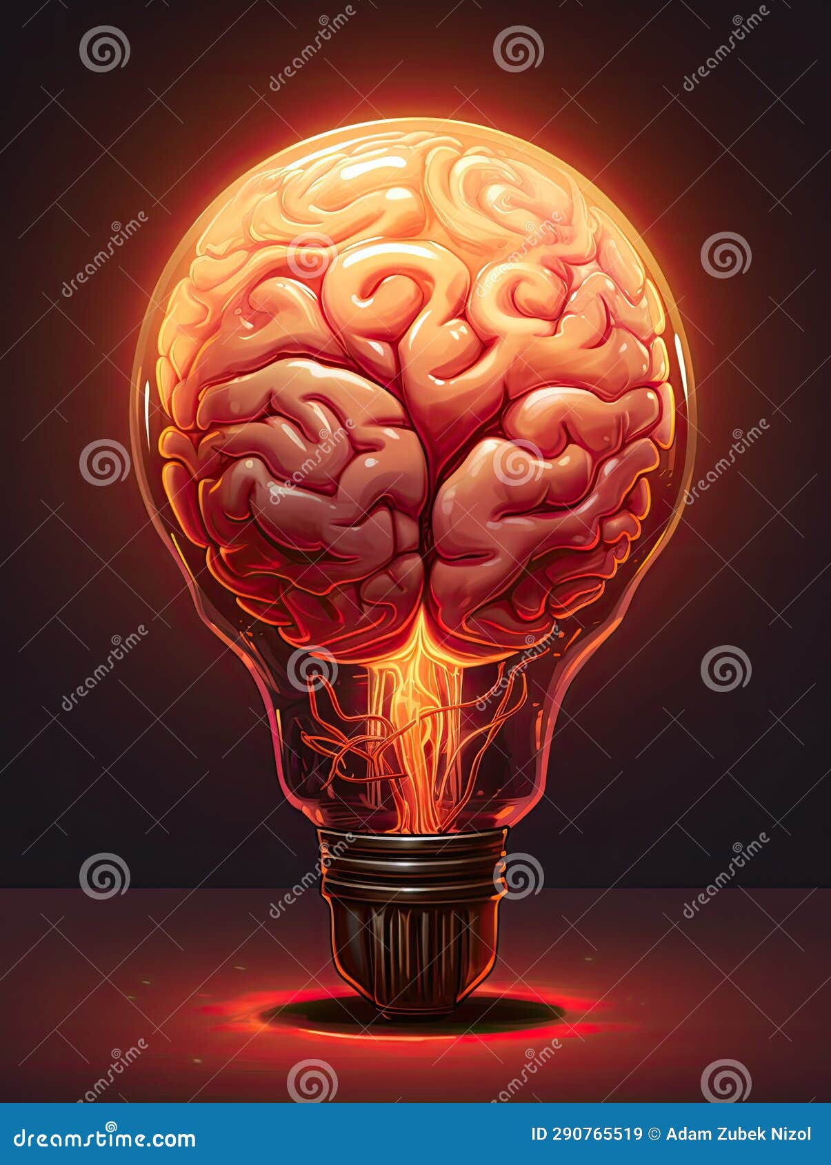 A Light Bulb with a Brain Inside Stock Illustration - Illustration of ...