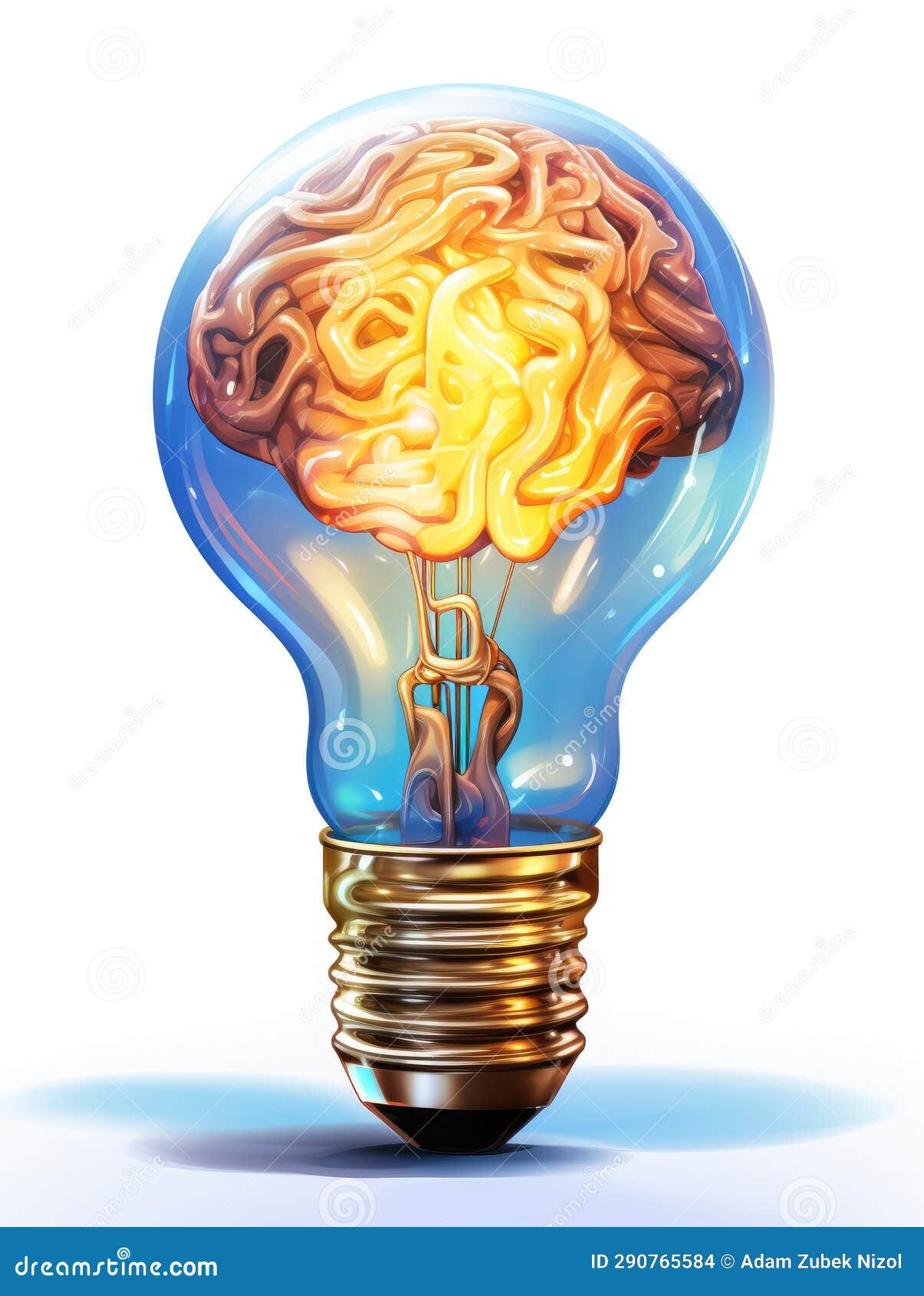 A Light Bulb with a Brain Inside Stock Illustration - Illustration of ...