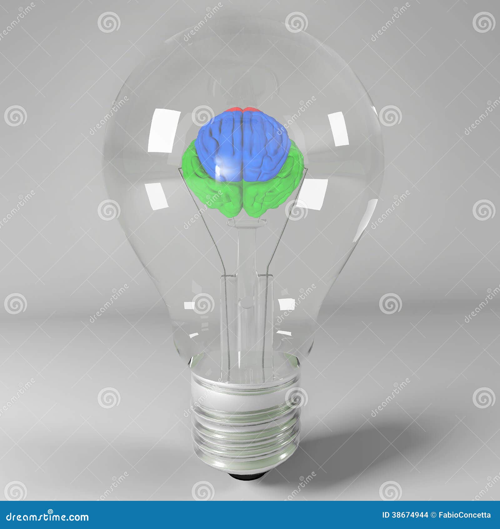 Light Bulb with a Brain Inside Stock Illustration - Illustration of ...