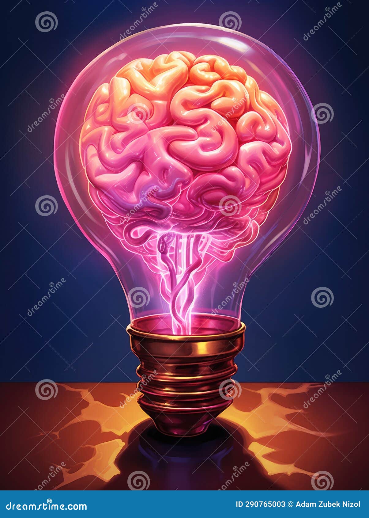 A Light Bulb with a Brain Inside Stock Illustration - Illustration of ...