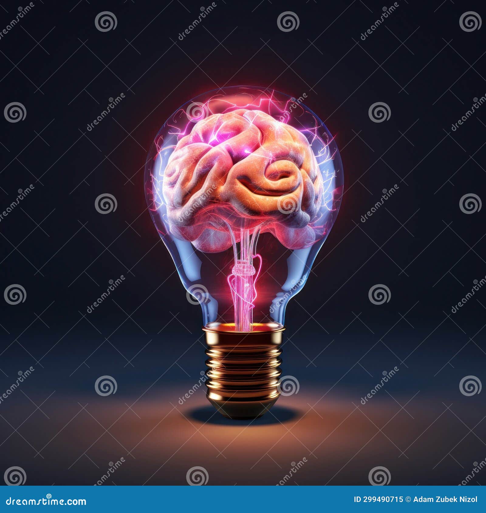 A Light Bulb with a Brain Inside Stock Illustration - Illustration of ...