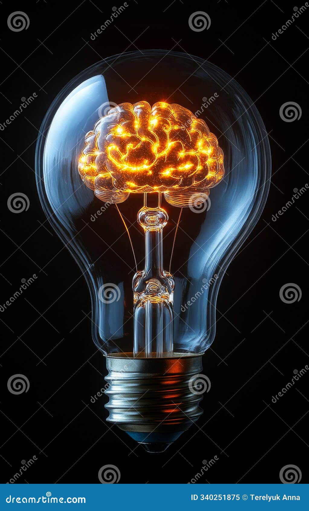 A Light Bulb with a Brain Inside of it Stock Image - Image of think ...